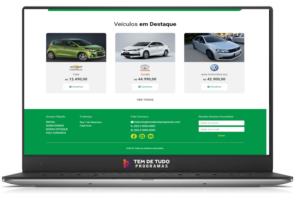 Site para Garagens vendas de veículos 100% responsivo em PHP MySQL